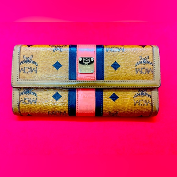MCM | Bags | Mcm Cognac Trifold Leather Long Wallet | Poshmark